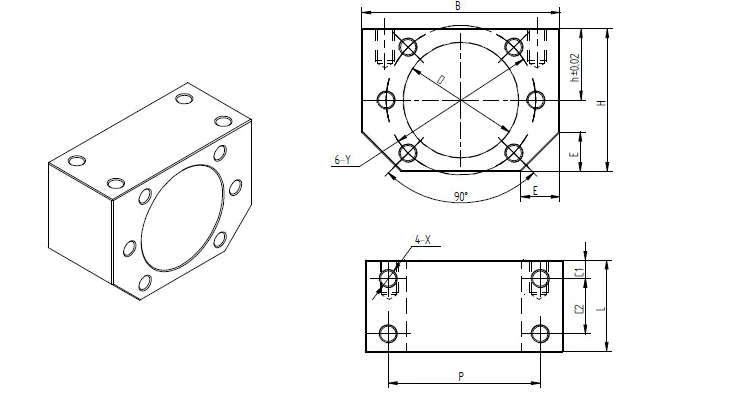 DSG12 DSG12H Ball Screw Nut Housing Bracket for CNC SFU1204