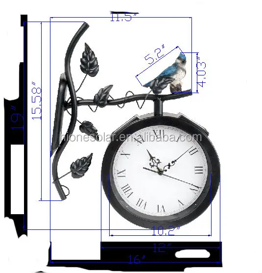 Metal Solar Powered Outdoor Wall Mounted Clock Bird - Buy Solar Clock ...