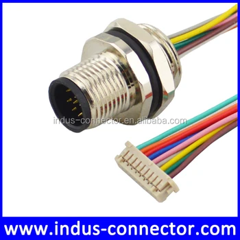 Ip67 M12 12 Pin Male Back Panel Mount Connector To Hirose 12 Pin ...