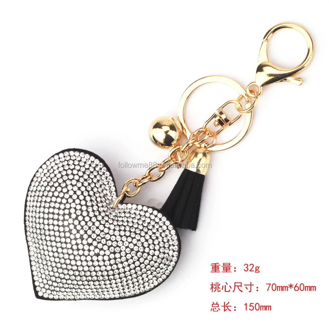 Rhinestone Keyring Heart Shaped Key Chain Keychain Acrylic Keychain ...