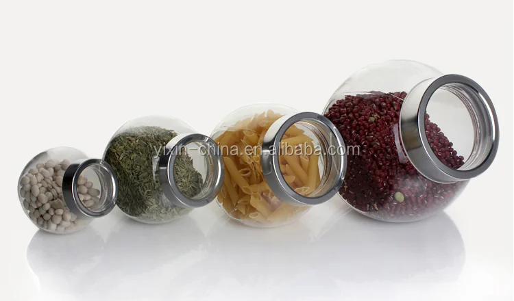 Airtight Nuts Glass Food Storage Container/jar With Stainless Lid Seal ...