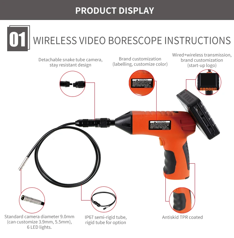 20 Meter Borescope Inspection Camera,2.4hz Wireless Video Industrial ...