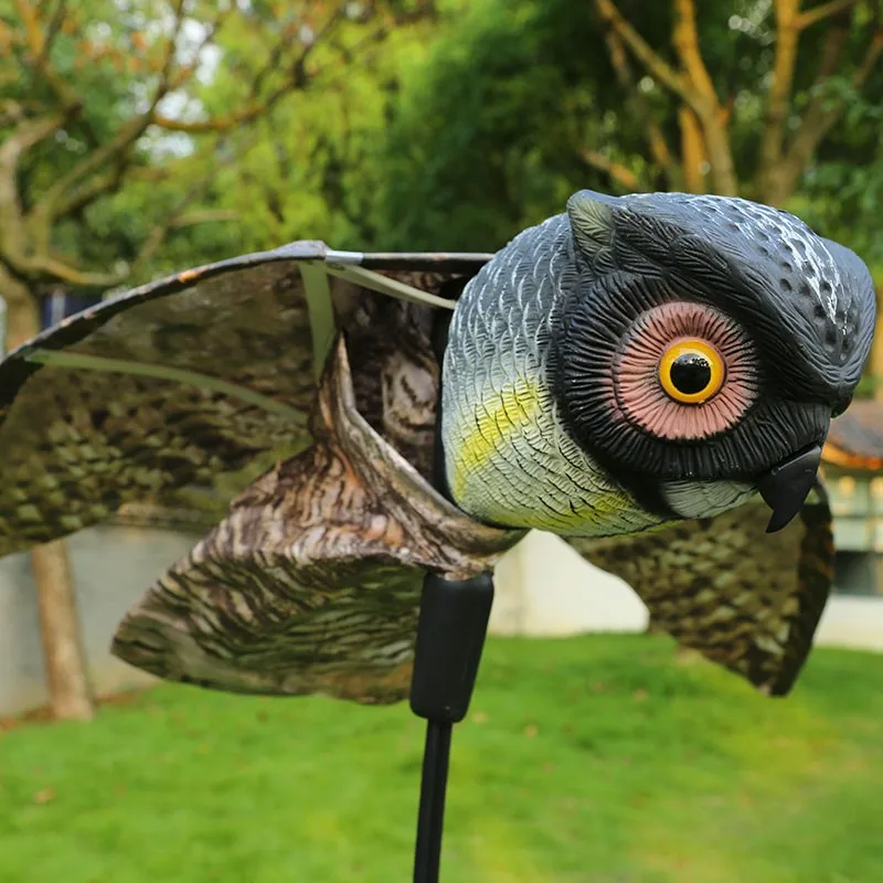 Large Realistic Owl Decoy With Rotating Head Bird Pigeon Crow Scarer ...
