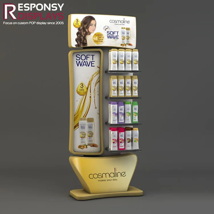 Floor Wood Supermarket Shampoo Conditioner Display Stand