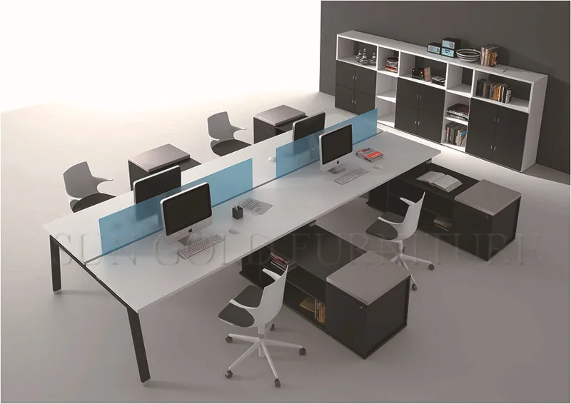 Simple Design Modern Waterproof Office Table With Metal Leg 4 Seats ...