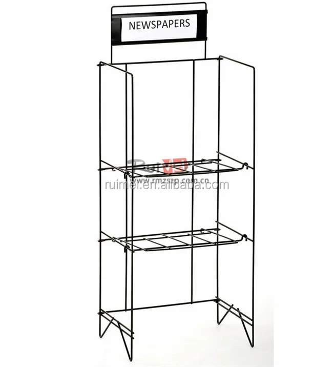 Floor Standing Metal Wire Display Stand For Magazine And Newspaper ...