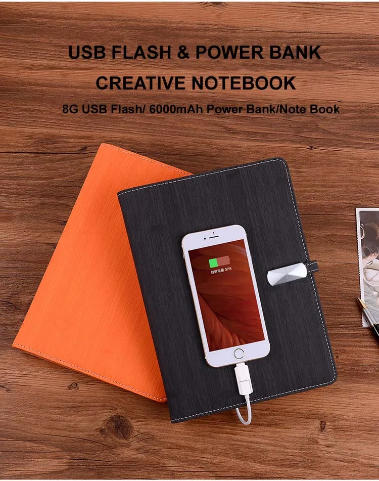 New Creative Power Bank Notebook Leather Card Holder With Usb Flash ...