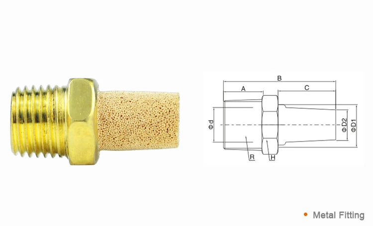 Air Sound Silencer Copper Brass - Efficient Pneumatic Muffler