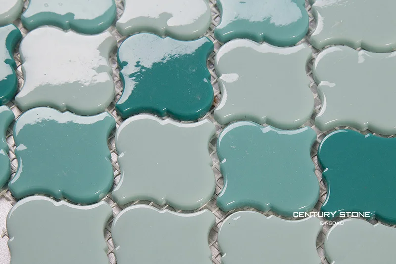 Glossy Candy Solid Glass Green Arabesque Tiles Mosaic - Buy Arabesque ...