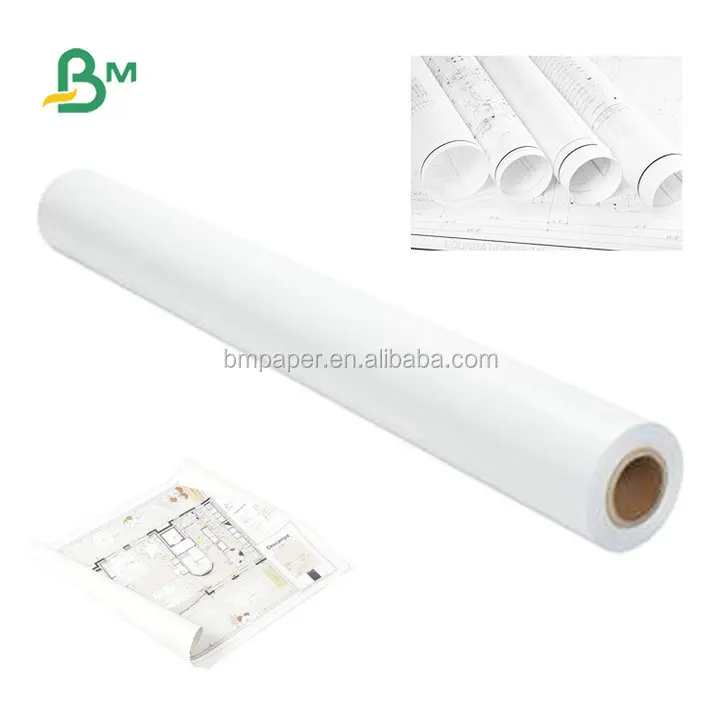 Eco-friendly 80gsm White CAD Plotter Paper Roll 36inch