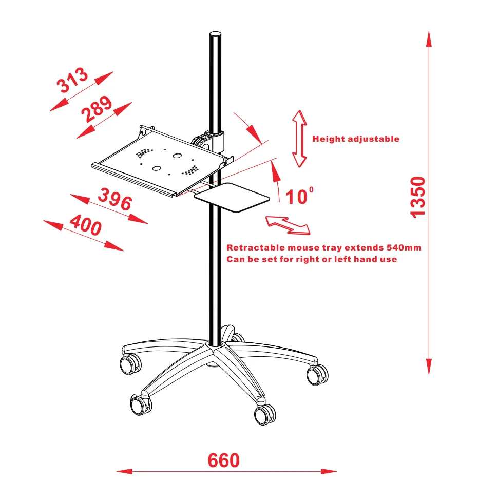 Adjustable Height Aluminum Laptop Stands With Wheels - Buy Laptop Stand ...