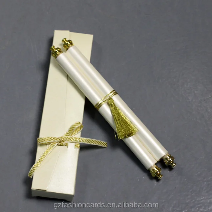 Customize Royal Bule Chinese Scroll Wedding Invitation Card - Buy ...