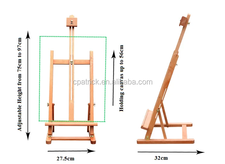 New High Tabletop Wooden H-Frame Studio Easel of Beech Wood