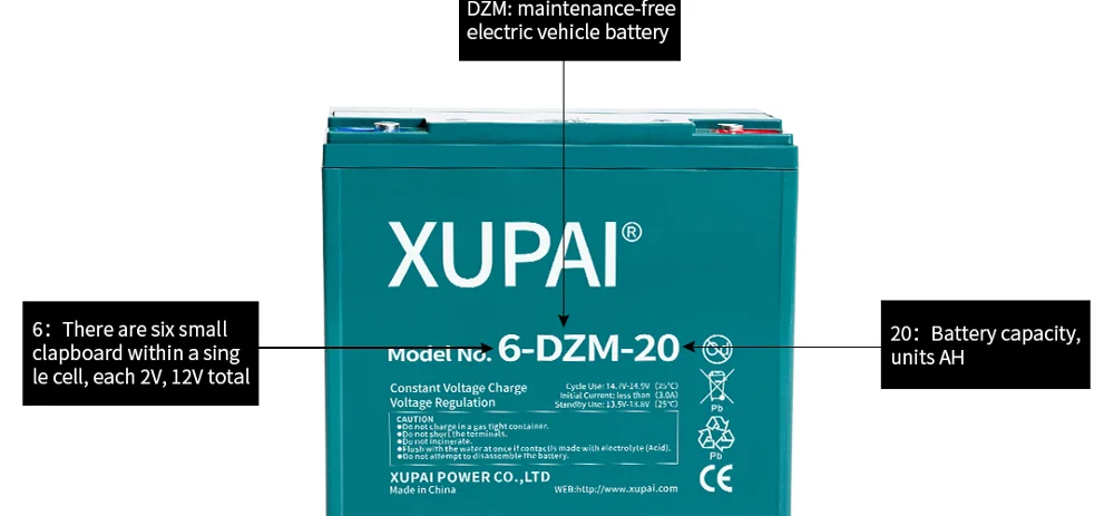 XUPAI 6 DZF 20 Battery - Reliable Power for E-scooters