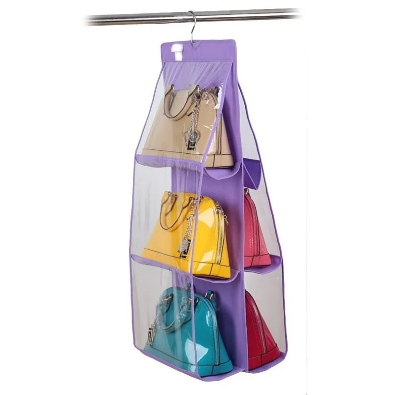6 Pocket Shelf Bags Purse Handbags Hanging Organizer Storage Closet ...