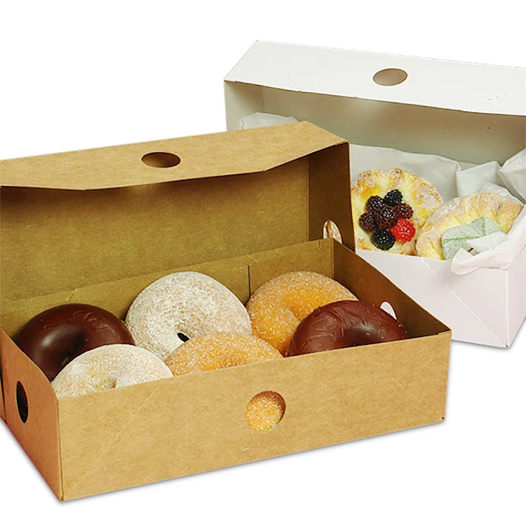 Food Grade Sweet Dessert Pastry Packaging - Kraft Donut Paper Box
