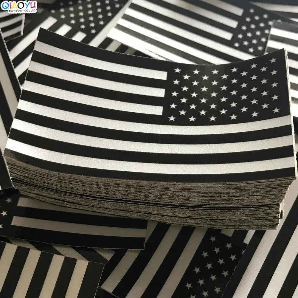 Custom Reflective US Flag Decal with Thin Blue Line