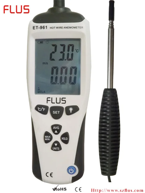 Digital Anemometer With Hot-wire Slim Probe Sensor Low Air Velocity And ...
