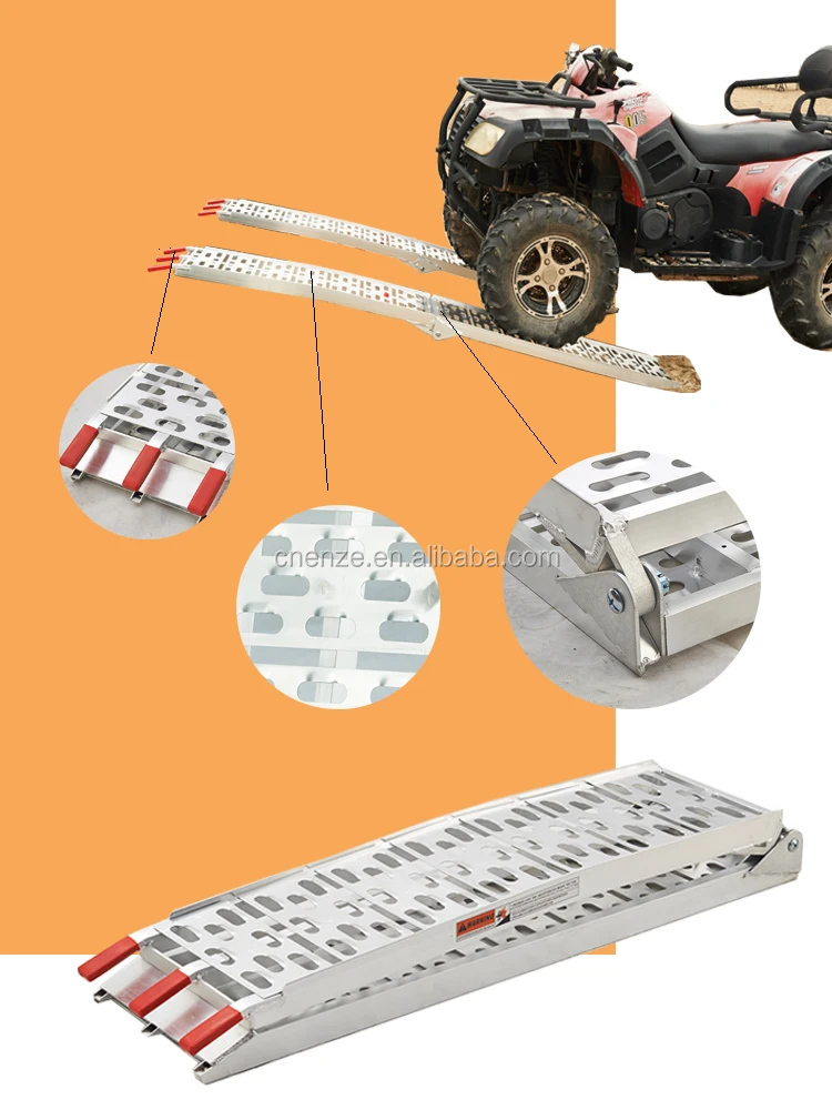 89''Aluminum Plate Fold ATV Loading Ramp 680kg Pair Lawnmower Truck ...
