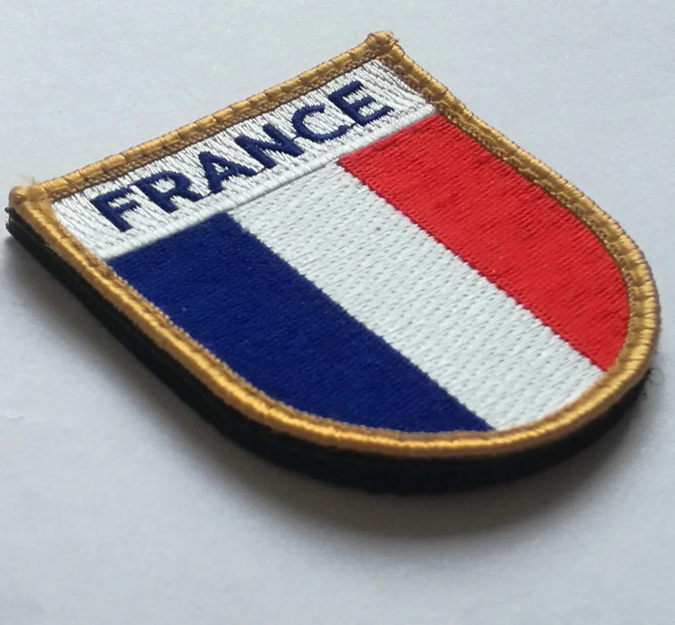 Custom Embroidery Patches France Flag Patches Hook And Loop Back ...