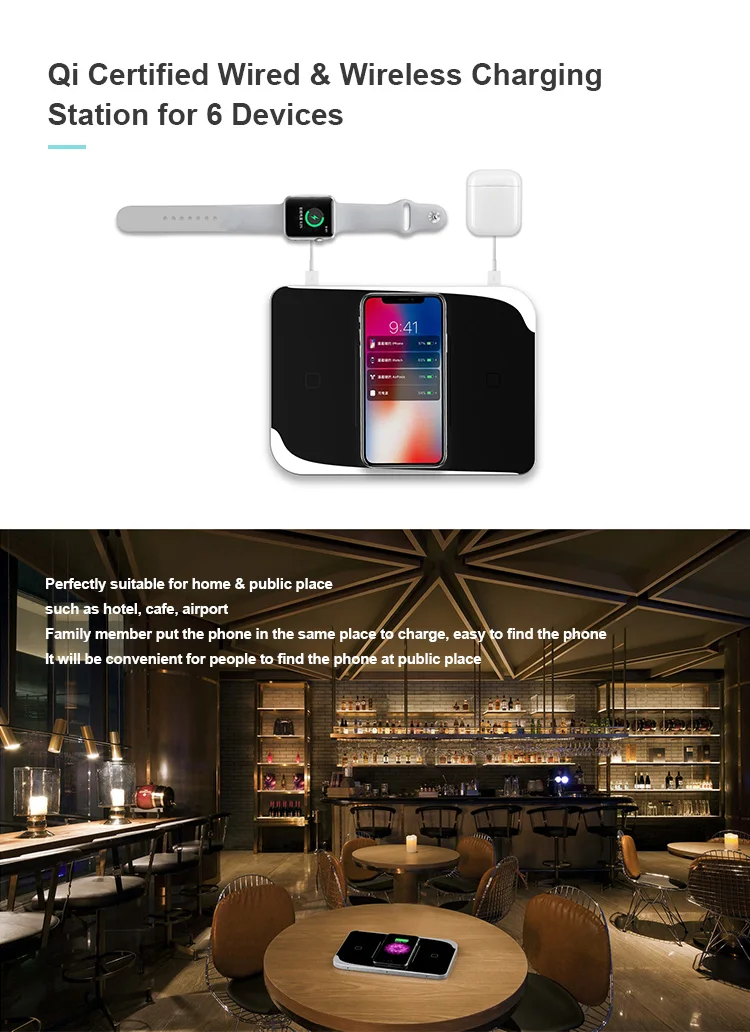 High Efficiency 3 In 1 Fast Charging Wireless Charger For Six Qi ...