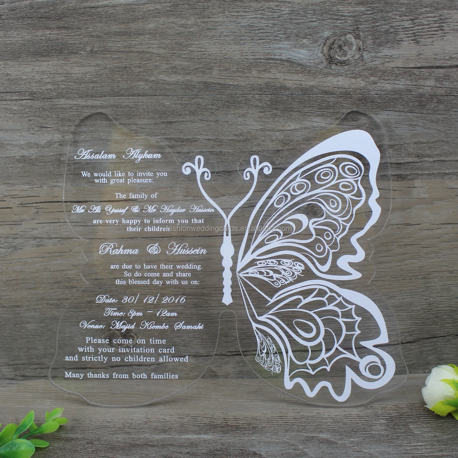 Transparent Butterfly Glass Wedding Invitation Card