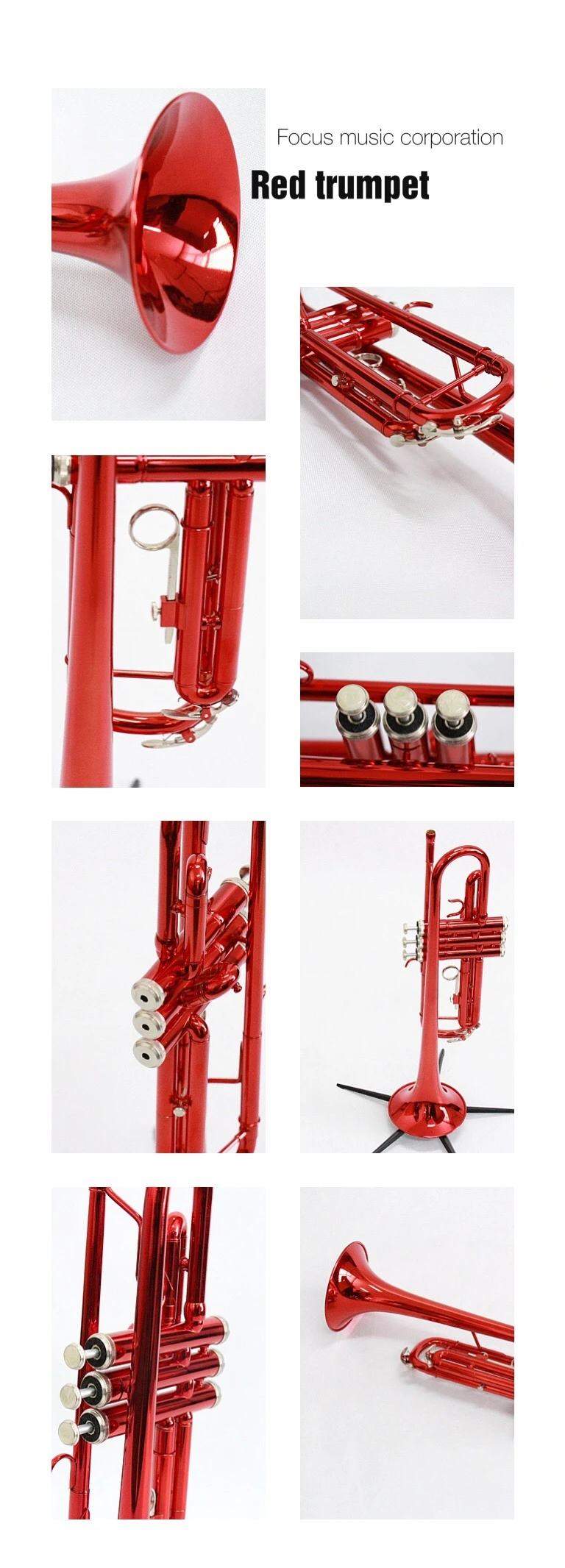 Red Color Wholesale Trumpet High Quality Brass Instrument Beginner ...