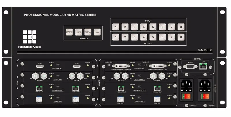 Cctv Video Matrix 8x8/16x16/32x32/72x72 Modular 4k 60hz Seamless Video Hdbaset Hdmi Matrix ...