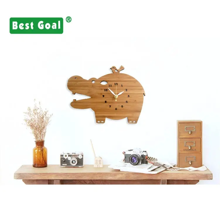 Wooden Clock Hippo Shape Wall Clock,Funny Animal Clock - Buy Hippo ...