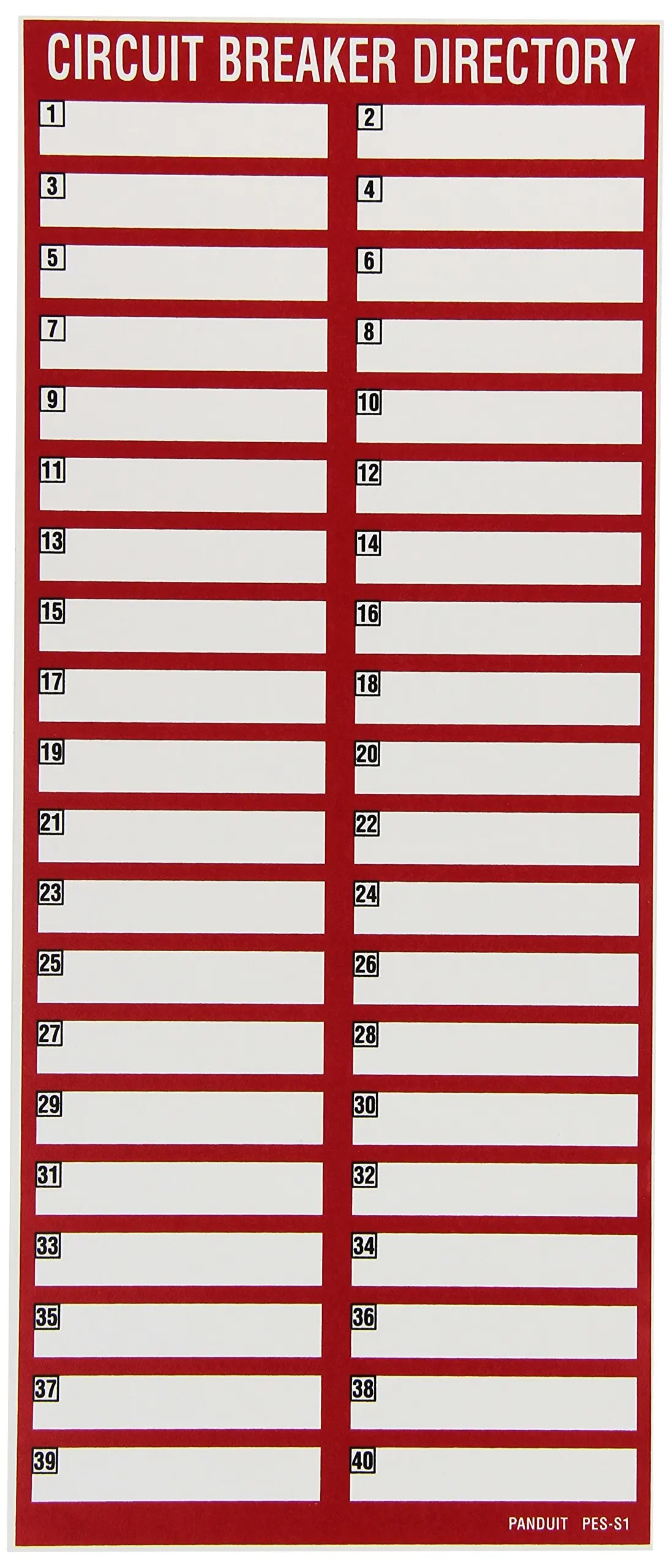 Breaker Box Label Template