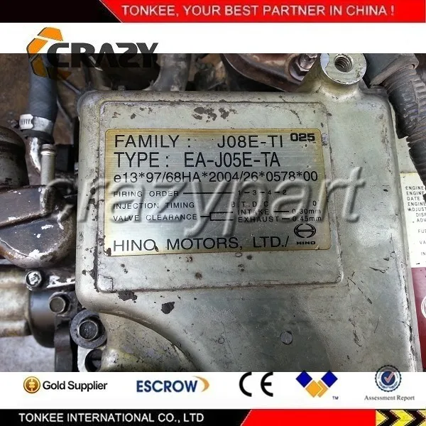 Diesel Hino Ea-jo5e-ta Motor Assy Y J05e Motor Para Excavadora Kobelco ...