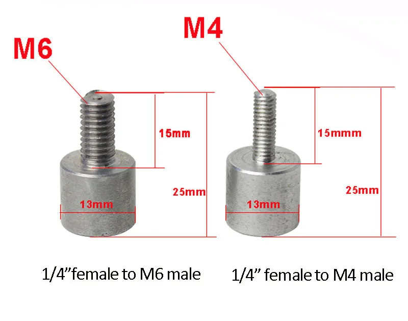 1 4 Inch Converter Female Threaded Screws Adapter Mount To M4 M6 Male