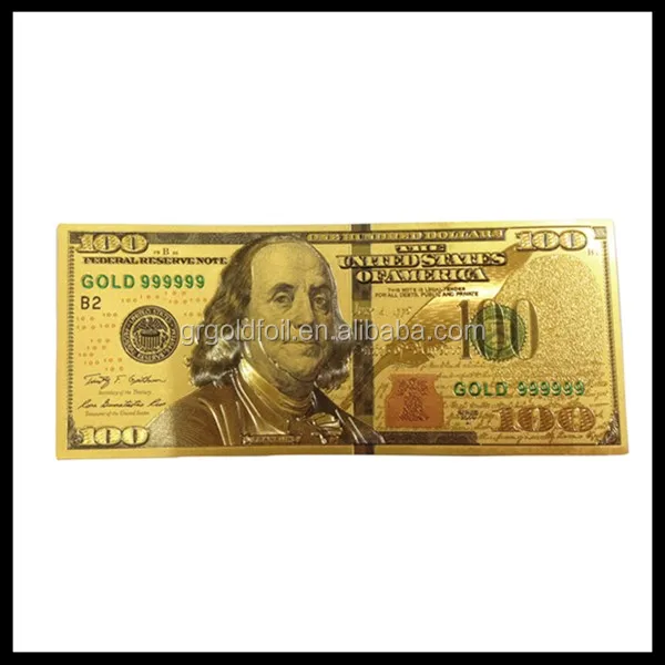 2016 New Product 24k Gold Foil Banknote New Edition $100 Dollar Bill ...