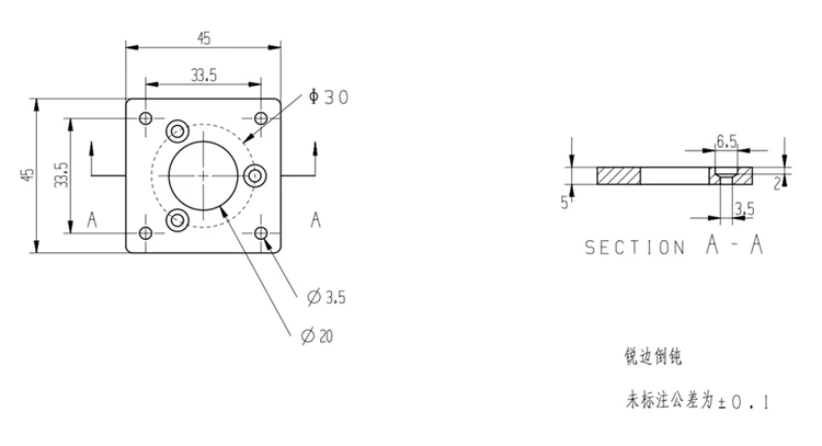 Rotary Encoder Flange Mounting Bracket With 20mm Seam Allowance Rotary ...