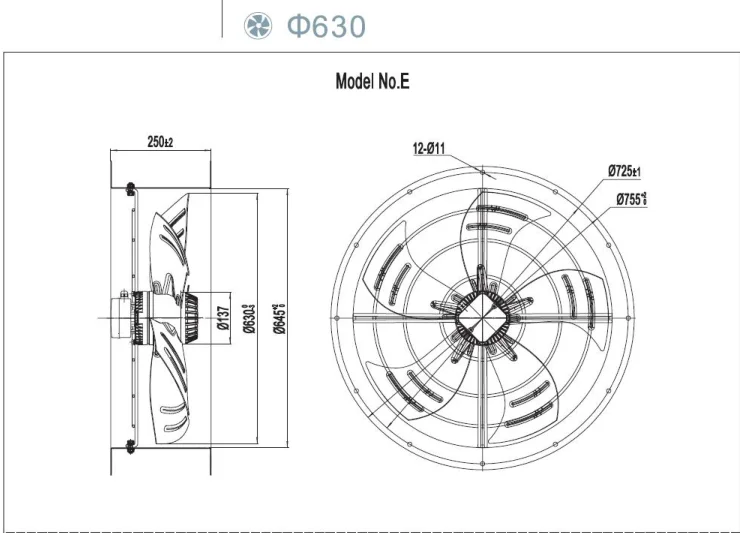 DUNLI YWF.A4T-630S-5DIIIA00 Condenser Fan Motor - 630mm