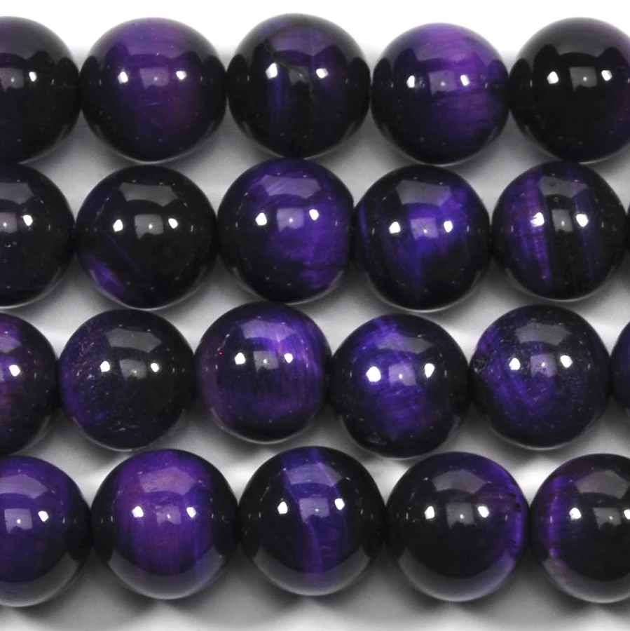 Dyed Purple Round Tiger Eye Stone Beads For Jewelry Making - Buy Tiger ...