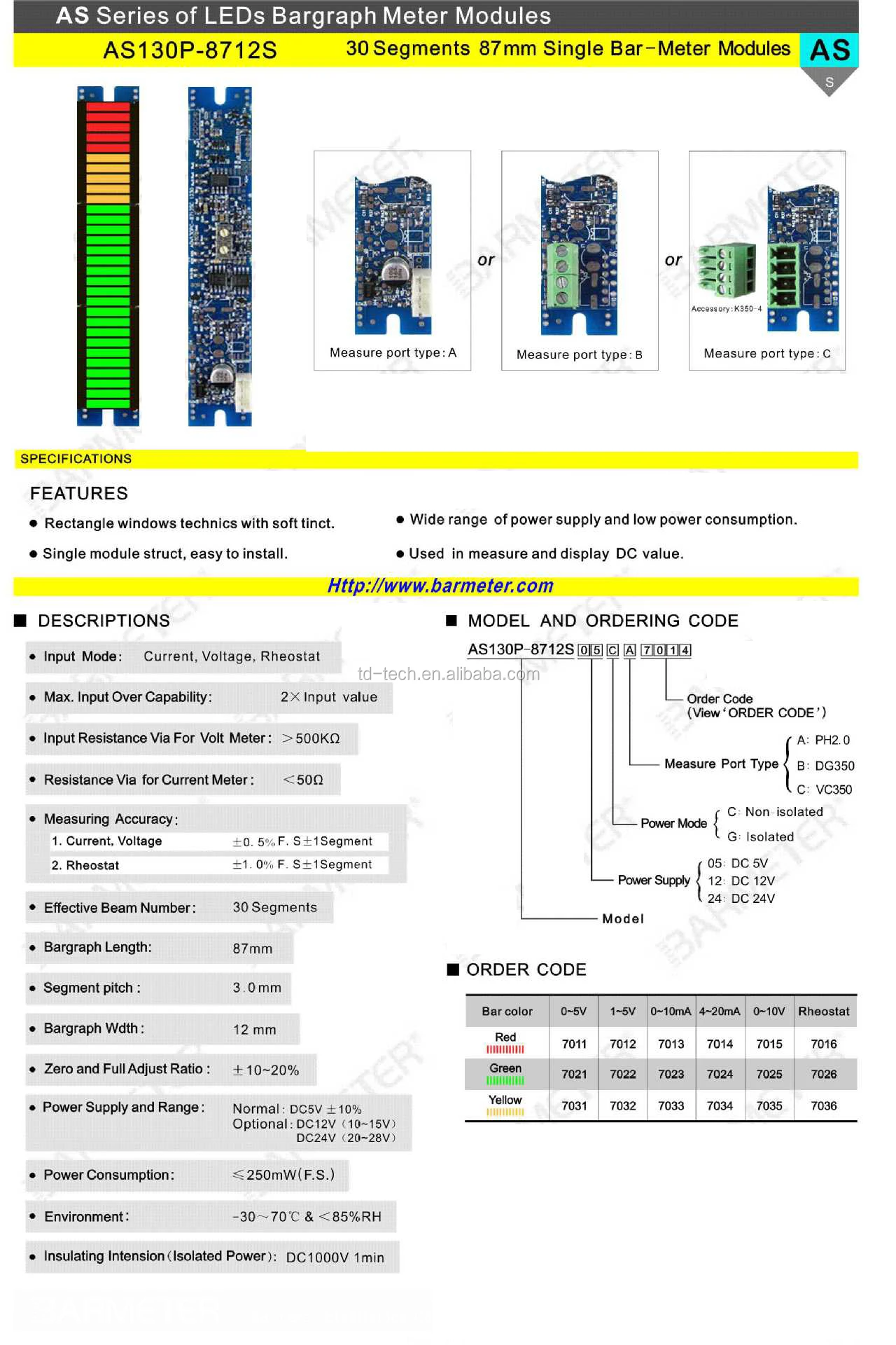Taidacent 30 Segment LED VU Meter - 87mm Bar Graph Display