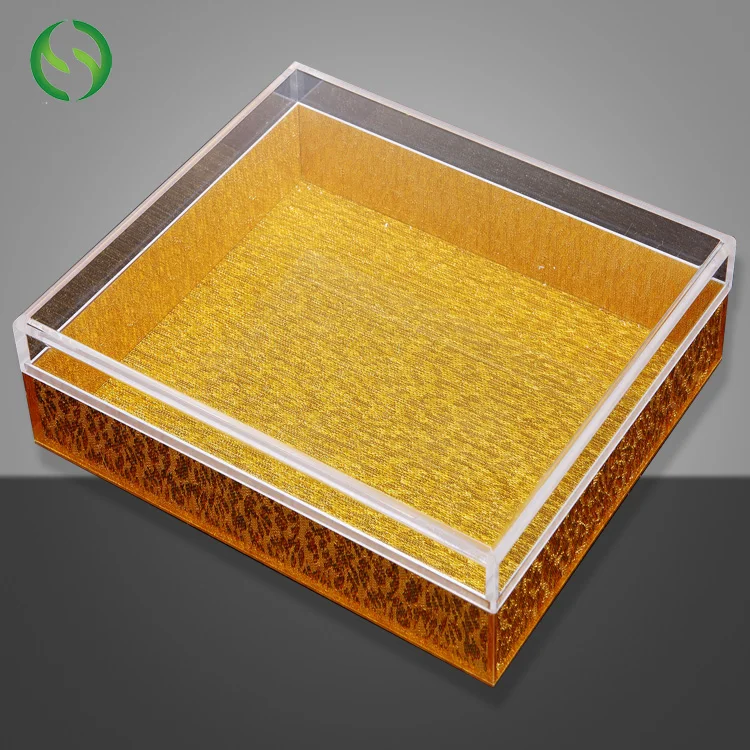 PMMA Custom Gold Color Acrylic Display Case Gift Box