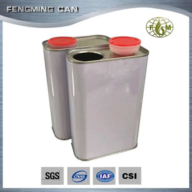 1l Metal Rectangular Paint Tin Cans With Plastic Cap For Engine Oil ...