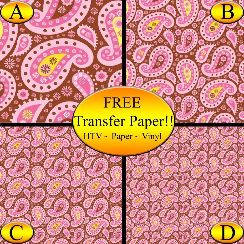 Buy Pink Brown Paisley Pattern Printed Heat Transfer Vinyl Style C buy-pink-brown-paisley-pattern-printed-heat-transfer-vinyl-style-c