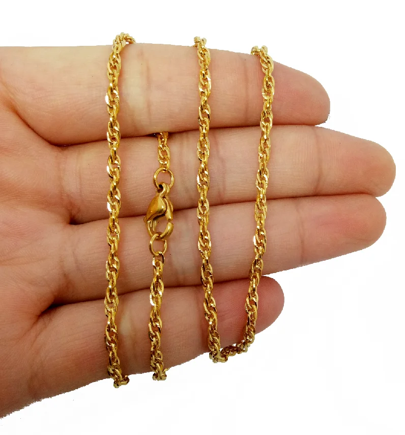 Olivia Stainless Steel 6 Grams Gold Chains Necklace Men's Accessories ...