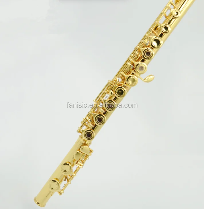 Flute Musical Instrument Golden Recorder Flute Metal Gold Flute With 16 ...