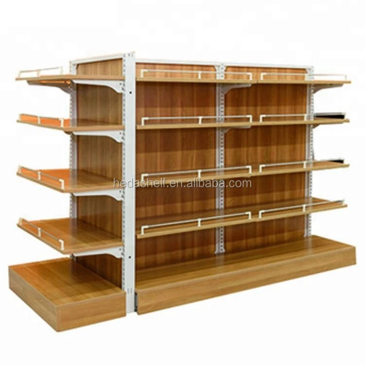 New Style Supermarket Rack Type And Wood Material And Metal Frame Shelf ...
