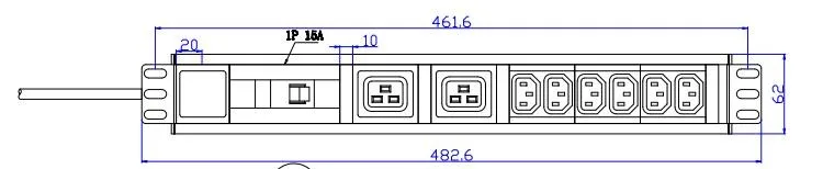 8,12,16,20 Way C13 IEC C19 UK Hybrid Mixed PDU to Commando Plug