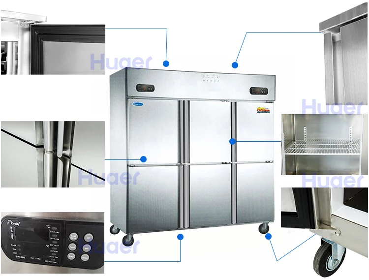 Restoran Stainless Steel 6 Pintu Tegak Dalam Kulkas Freezer - Buy Dapur ...