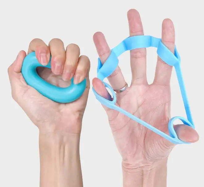 Exercise Rubber Hand Grip Strengthener Finger Trainer Resistance Bands ...