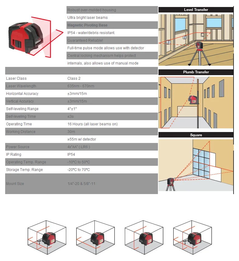 Laser Cross Line Alignment Msr20d 10mw Red Light Laser Level From Odm ...
