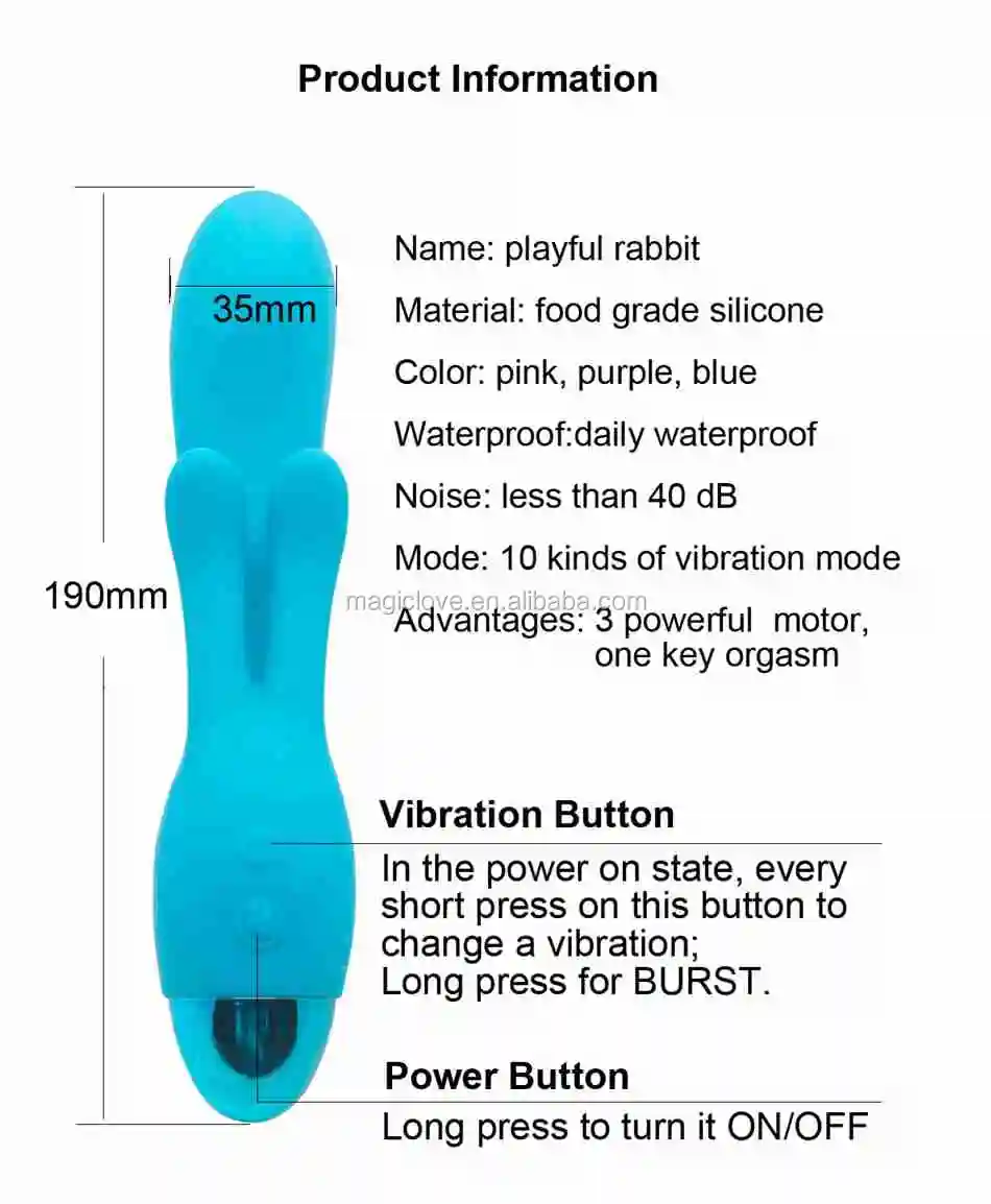 Rechargeable Dildo Massager G Spot Rabbit Vibrator Erotic Sex Toys