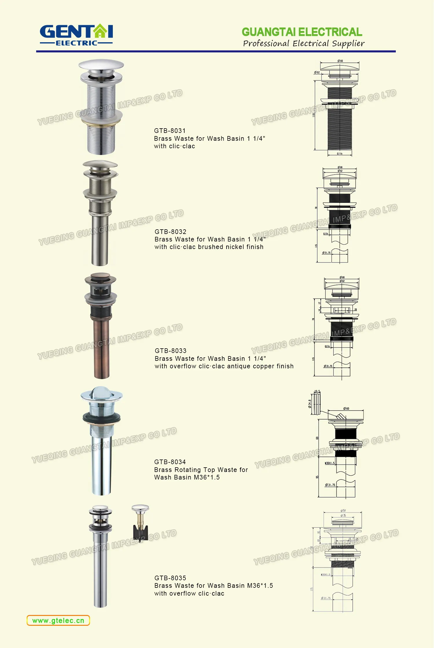 High Quality Universal Brass Restroom Overflow Clic-clac Waste Pipe M36 ...
