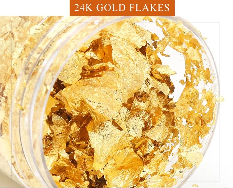 1 G Chinese 24 K 99% Real Gold Flakes Genuine Edible Gold Foil Leaf ...